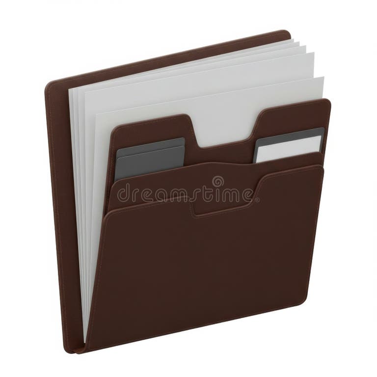 Brown Leather Expanding File Folder with Documents Stock Illustration ...