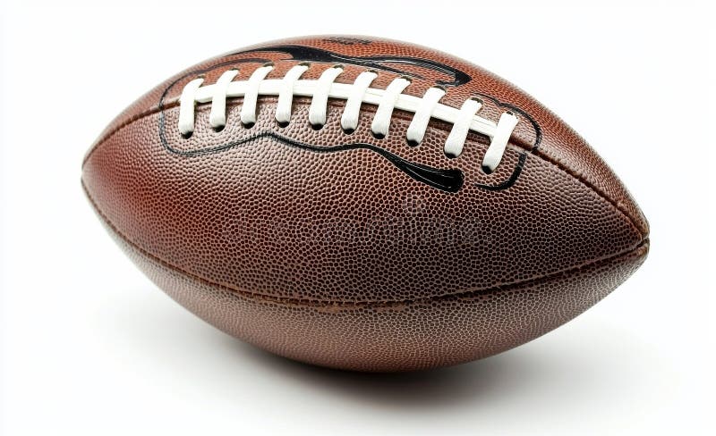 A Brown Leather Football with Stitching Details Emphasized on a Plain ...