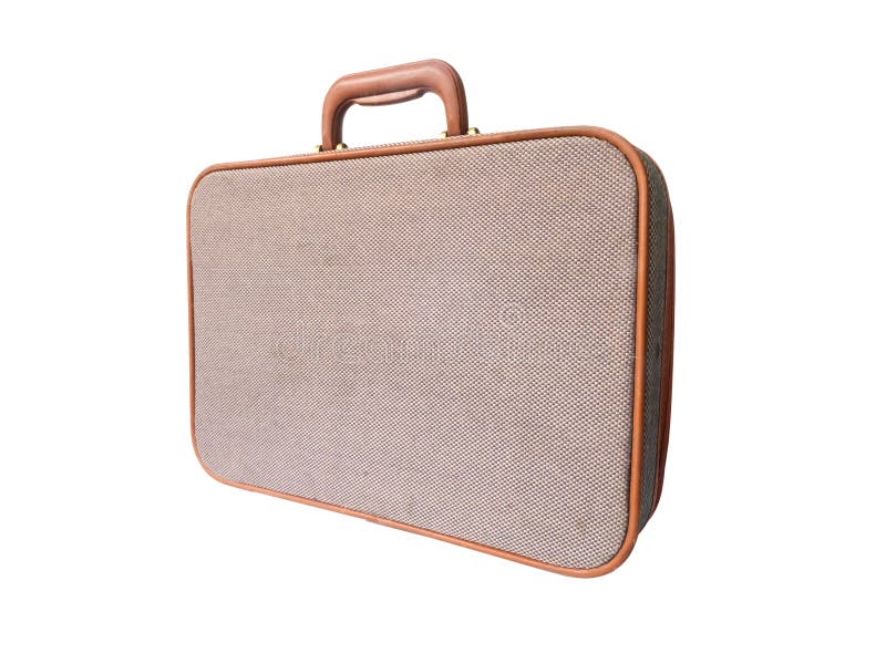 Brown Leather with Grey Tweed Fabric Briefcase Isolated Stock Image ...