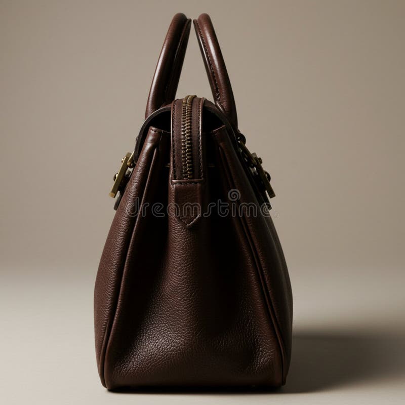 Brown Leather Handbag with a Textured Surface, Featuring a Rounded Top Handle Design. Stock ...