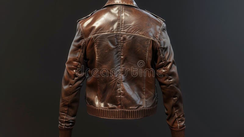 Brown Leather Jacket - Back View, Generative AI Stock Photo - Image of ...
