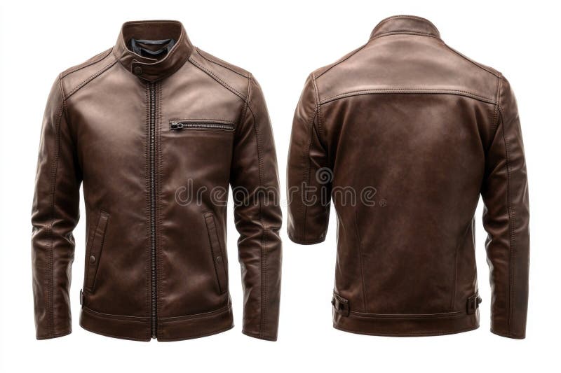 A Brown Leather Jacket on a White Background Stock Illustration ...