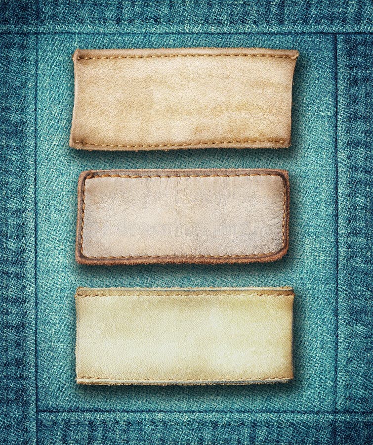 Brown leather jeans labels stock image. Image of blank - 47285261