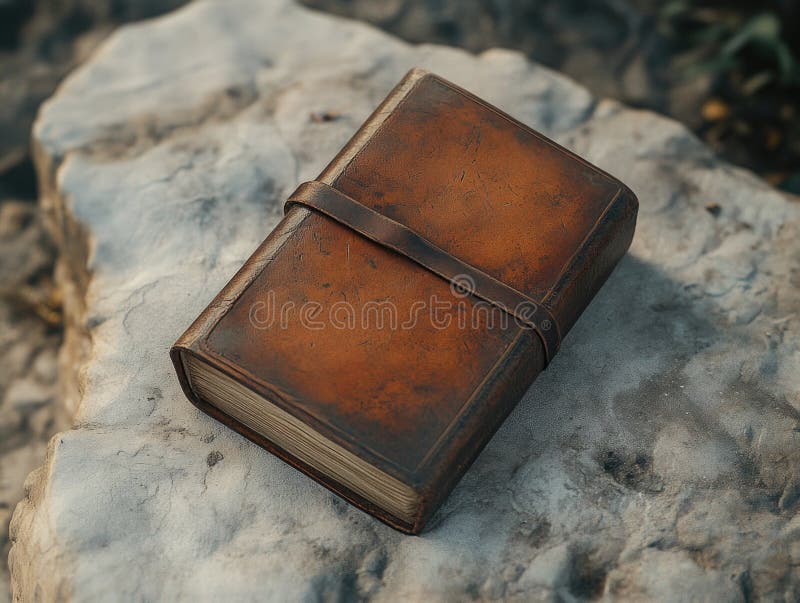 Brown Leather Journal on Rock Stock Image - Image of earthy, reflection ...