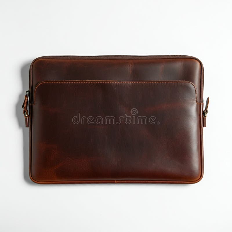 Brown Leather Laptop Sleeve with a Smooth Texture and a Slim ...