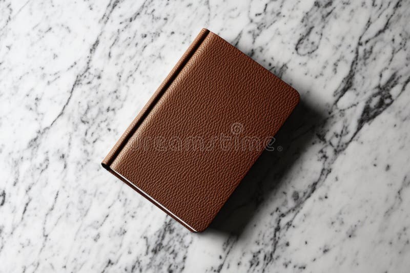 Brown Leather Notebook on Marble Surface: Elegance and Style Stock ...