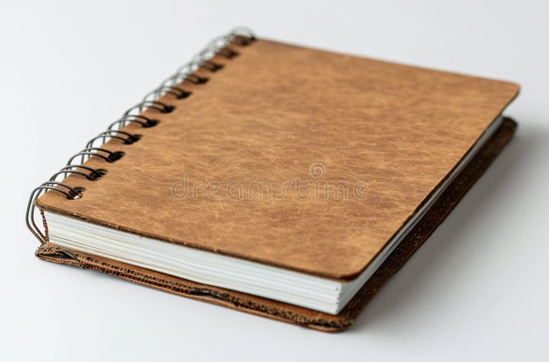 Brown Leather Notebook with Spiral Binding Stock Illustration ...