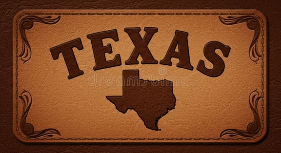 Brown Leather Patch Featuring the Word "TEXAS" in Bold, Stylized ...