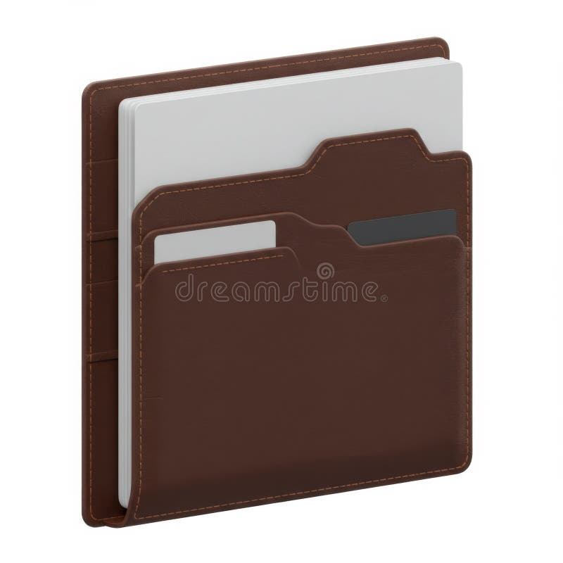 Brown Leather Portfolio with Documents and Files Stock Illustration ...
