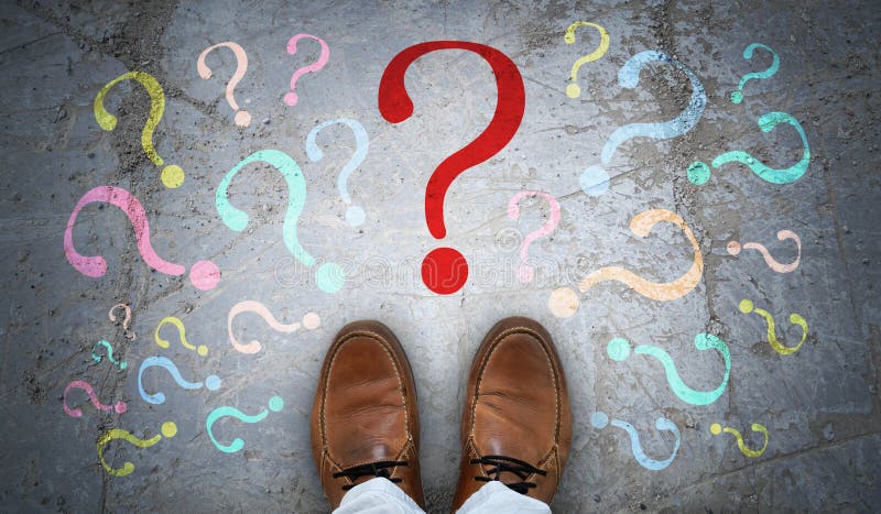 Brown Leather Shoes and Many Colorful Question Marks Stock Image ...