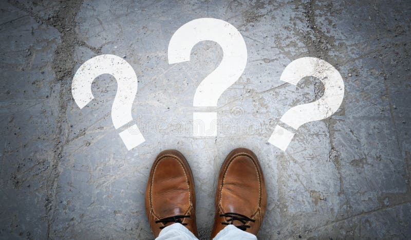 Brown Leather Shoes and Three Question Marks Stock Image - Image of ...