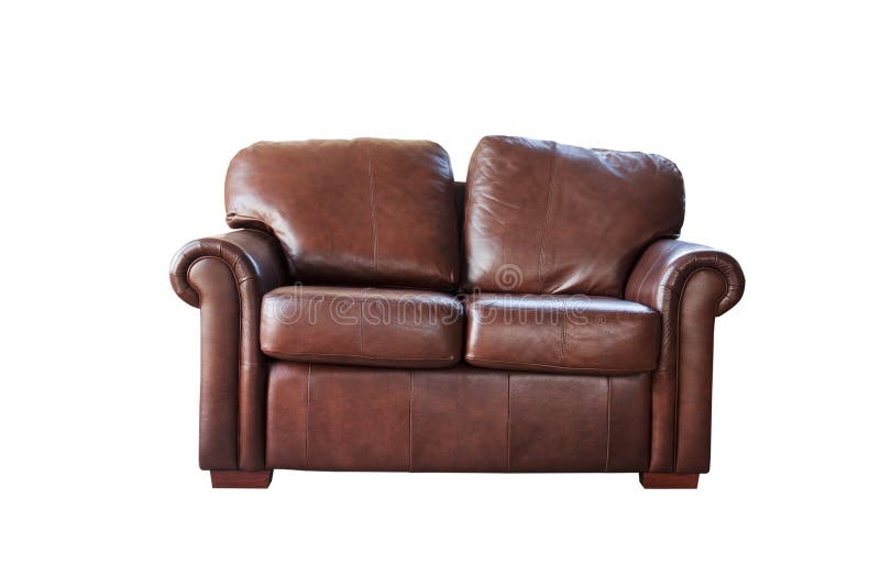 Brown Leather Sofa Isolated on a White Background Stock Image - Image ...