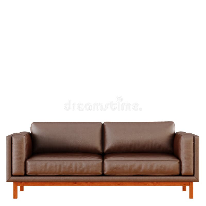 Brown Leather Sofa on White Background 3d Rendering Top View Stock ...
