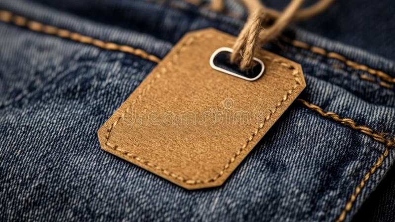 Brown Leather Tag on Blue Denim Jeans Stock Illustration - Illustration ...