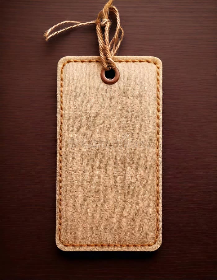 A Brown Leather Tag that Has a String Hanging from Its Edge Stock ...