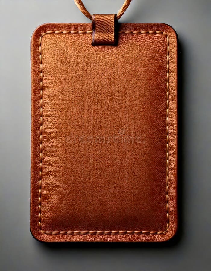 A Brown Leather Tag that Has a String Hanging from Its Edge Stock ...