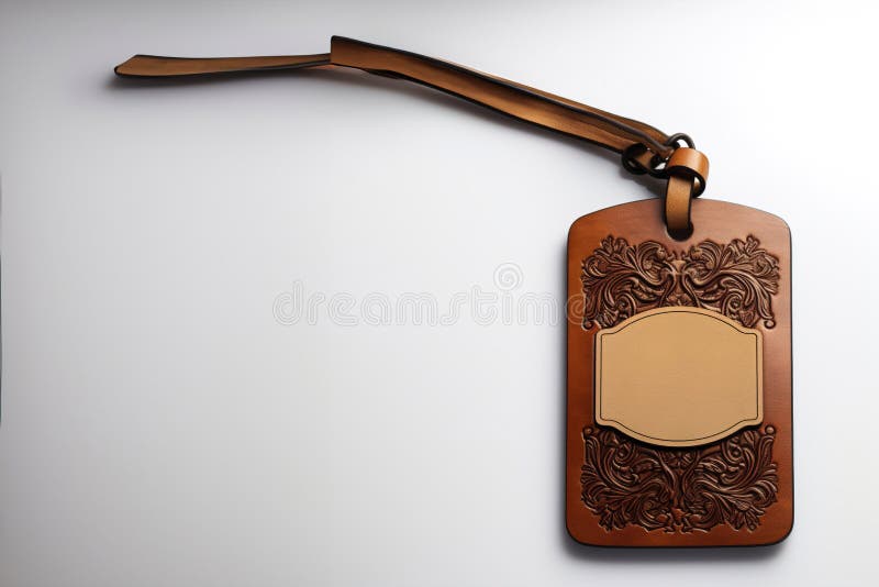 A Brown Leather Tag Mockup with Handle, White Isolated. Stock ...