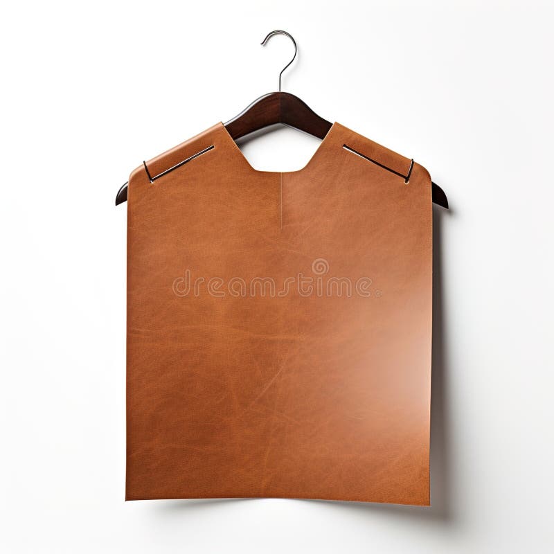 A Brown Leather Tag Mockup with Handle, White Isolated. Stock ...