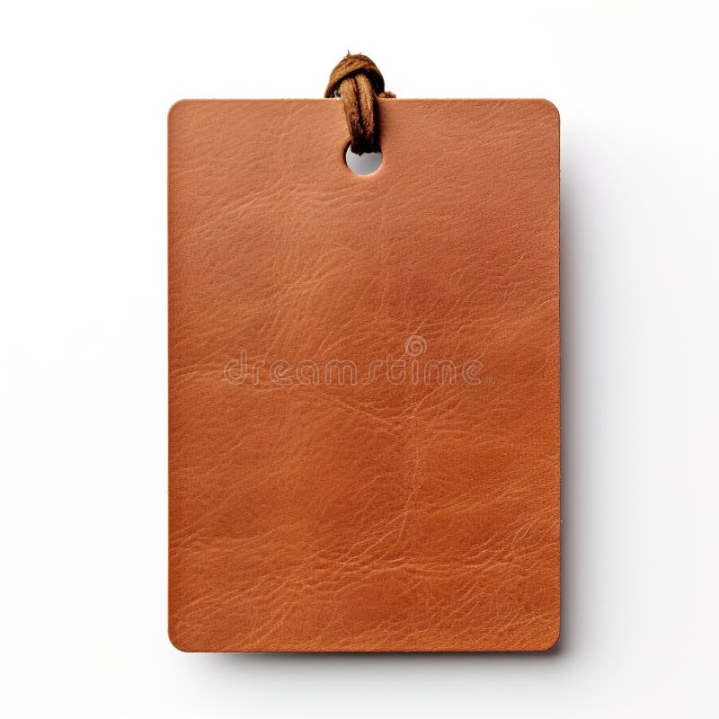 A Brown Leather Tag Mockup with Handle, White Isolated. Stock ...