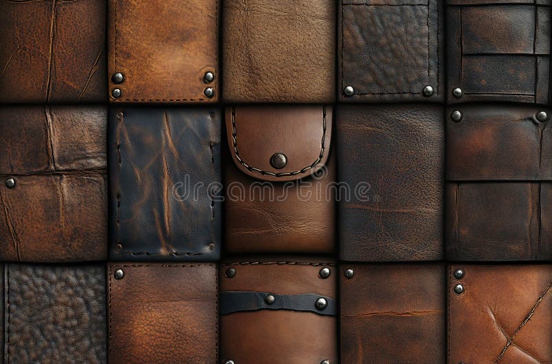 Brown Leather Texture Background Patchwork Design High Quality Image Stock Illustration ...