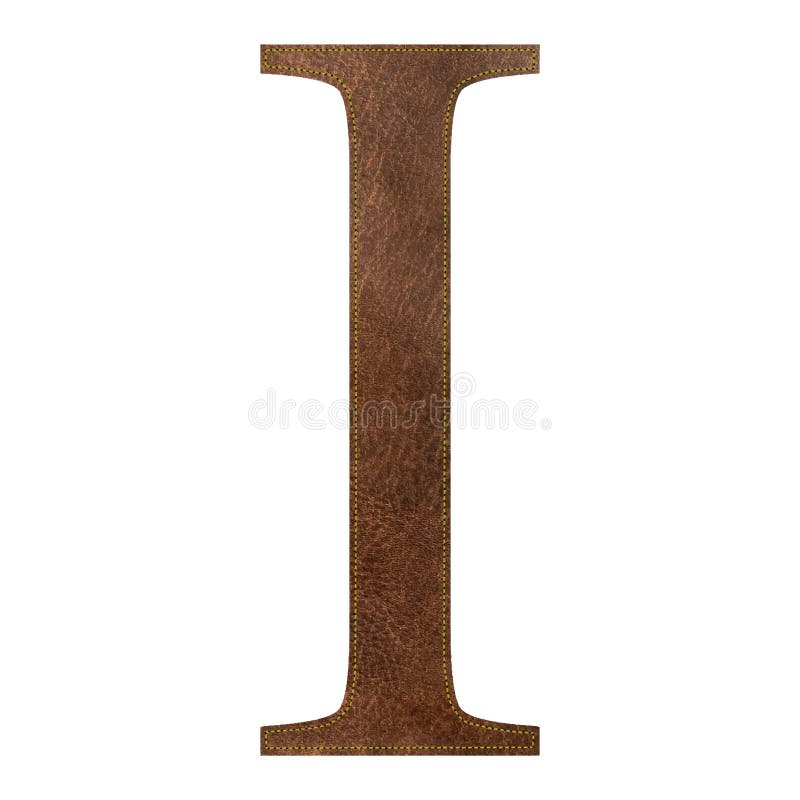 Brown Leather Textured Letter I with Yellow Stitch, Leather Alphabet ...