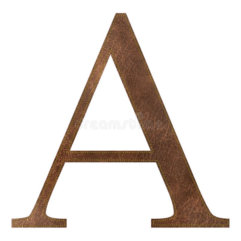 Brown Leather Textured Letter a with Yellow Stitch, Leather Alphabet ...