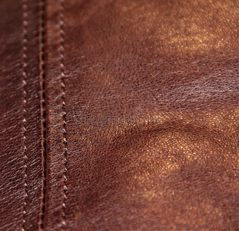 Brown Leather with Thread Stitches Stock Image - Image of dark ...