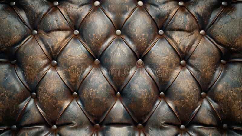 Brown Leather Upholstery with Diamond Pattern and Button Detail Stock ...
