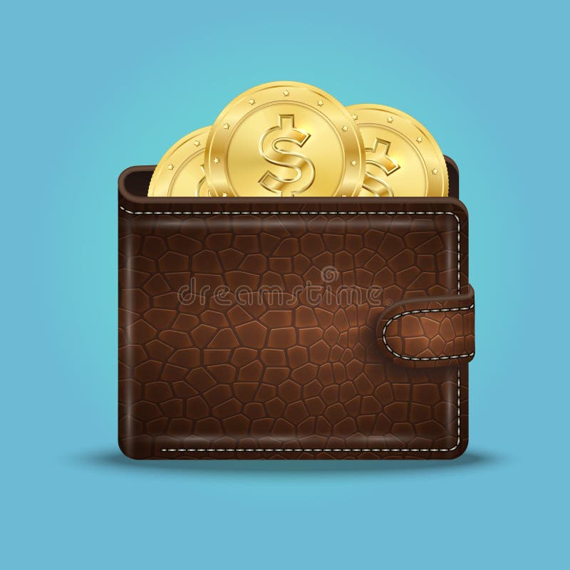 Leather Wallet with Gold Coins. Vector Illustration. Stock Vector ...