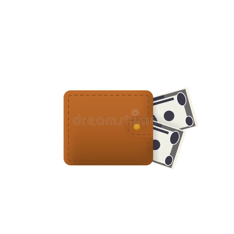 Brown Leather Wallet Holding Currency Notes Secured with Button Closure ...