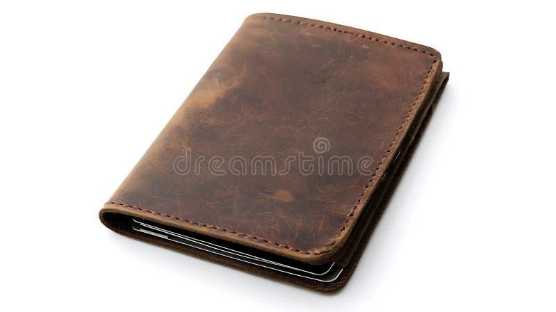 A Brown Leather Wallet with a Silver Zipper Stock Image - Image of ...