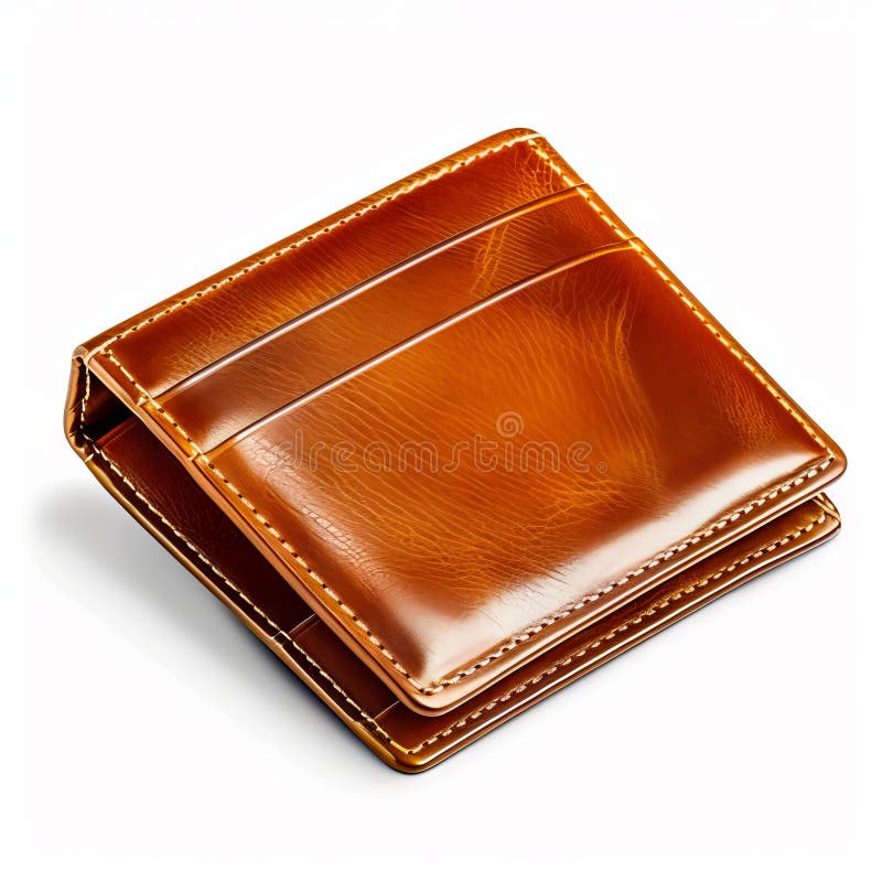 A Brown Leather Wallet on a White Background Stock Photo - Image of ...