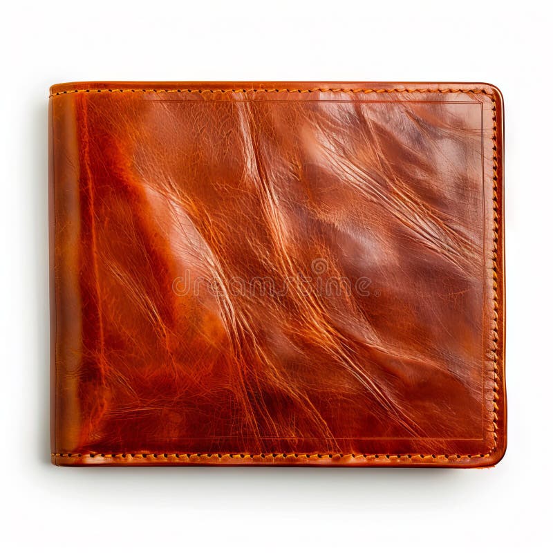A Brown Leather Wallet on a White Background Stock Photo - Image of ...