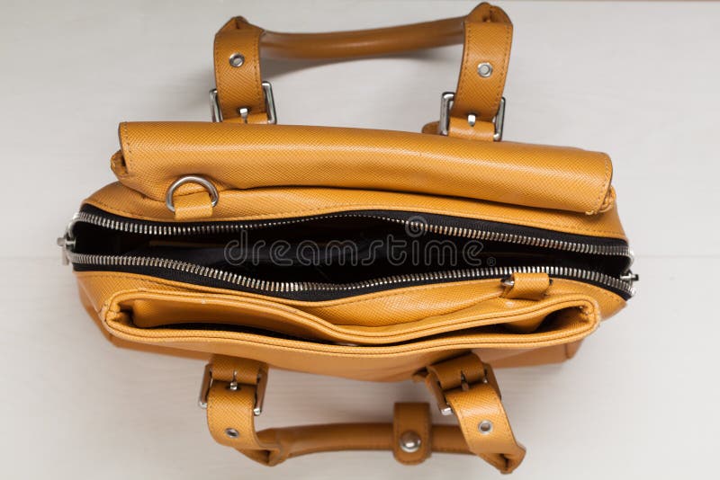 Brown Leather Woman Bag Top Stock Image - Image of handbag, design ...