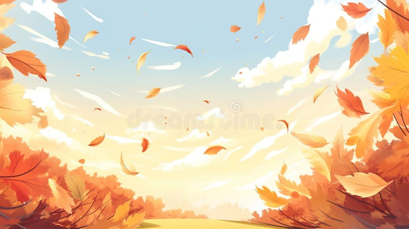 Brown Leaves in Autumn, Simple Anime Wallpaper, Ai Generated Image ...