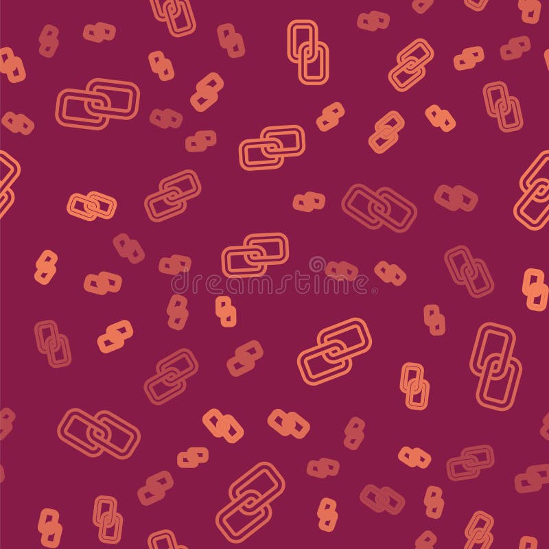 Brown Line Chain Link Icon Isolated Seamless Pattern on Red Background ...