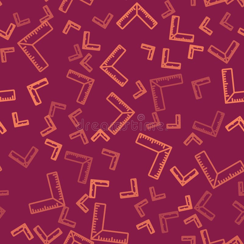Brown Line Corner Ruler Icon Isolated Seamless Pattern on Red ...