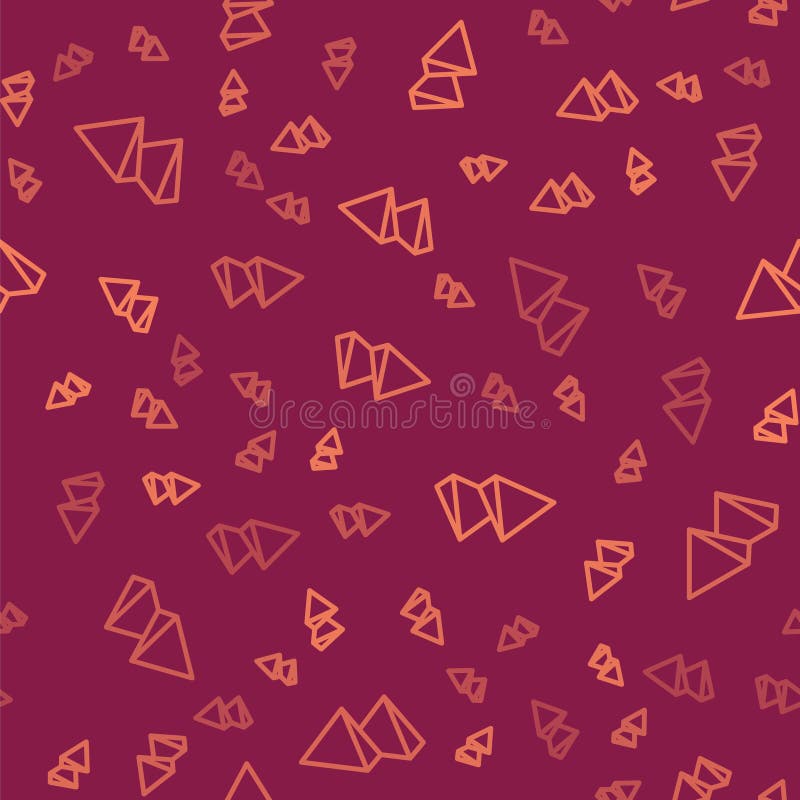 Brown Line Egypt Pyramids Icon Isolated Seamless Pattern on Red ...