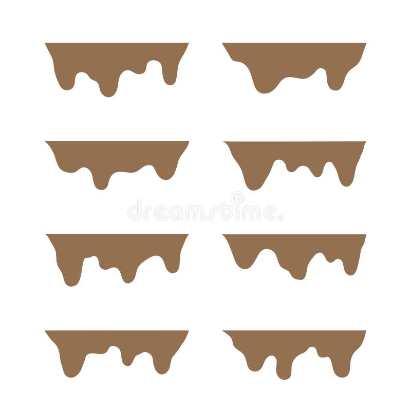 Brown Liquid Flowing Down Set Isolated Flat Design Stock Vector ...