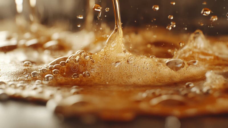 Brown Liquid Pouring Creates Foamy Bubbles Stock Illustration ...