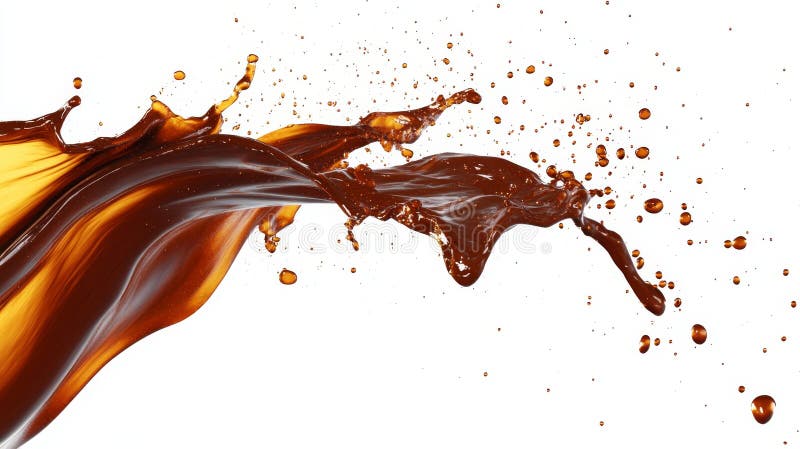 A Brown Liquid Splashes Across a Transparent Background, Creating an ...