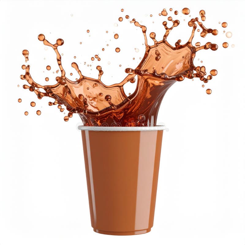 Brown Liquid Splashing in a Disposable Cup Stock Illustration ...
