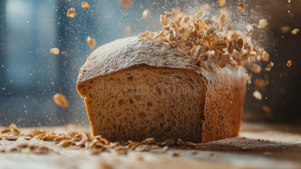 Brown Loaf of Bread with Oatmeal Explosion Stock Illustration ...