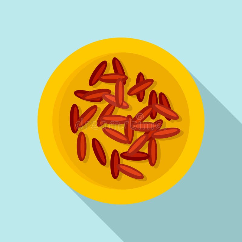 Brown Long Rice Icon, Flat Style Stock Vector - Illustration of brown ...