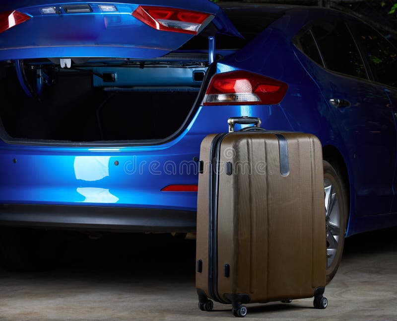 Brown luggage suitcase stock photo. Image of brown, parking - 90407268