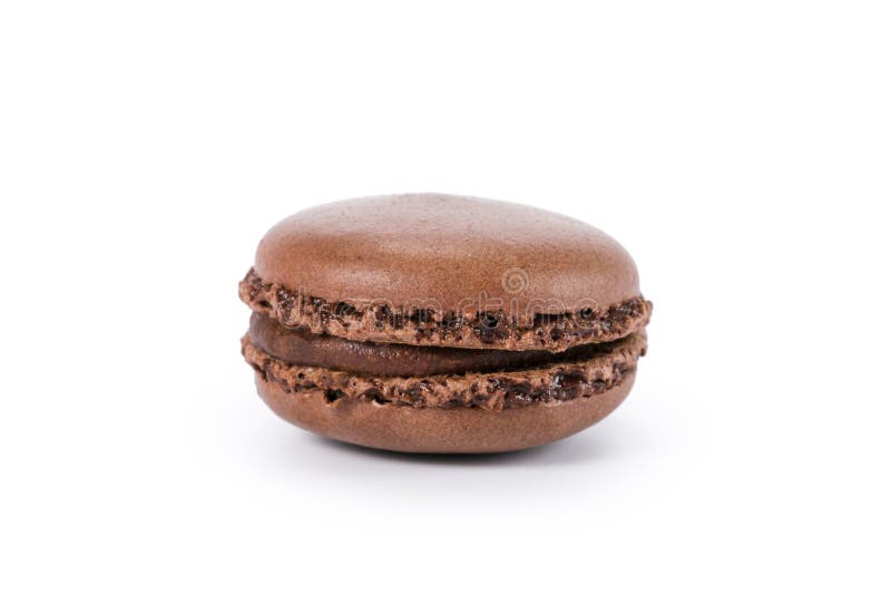 Chocolate Brown Macaron Cookie Isolated On White Stock Image - Image of ...