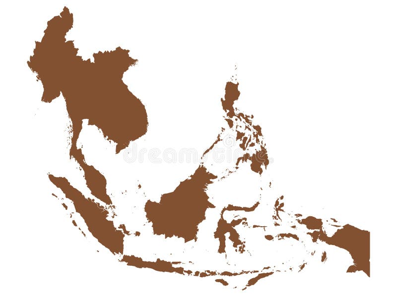 3D Map Brown of Asia on White Background Stock Illustration ...