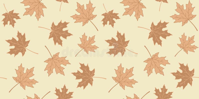 Autumn Seamless Pattern with Brown Maple Leaves on a Light Beige ...