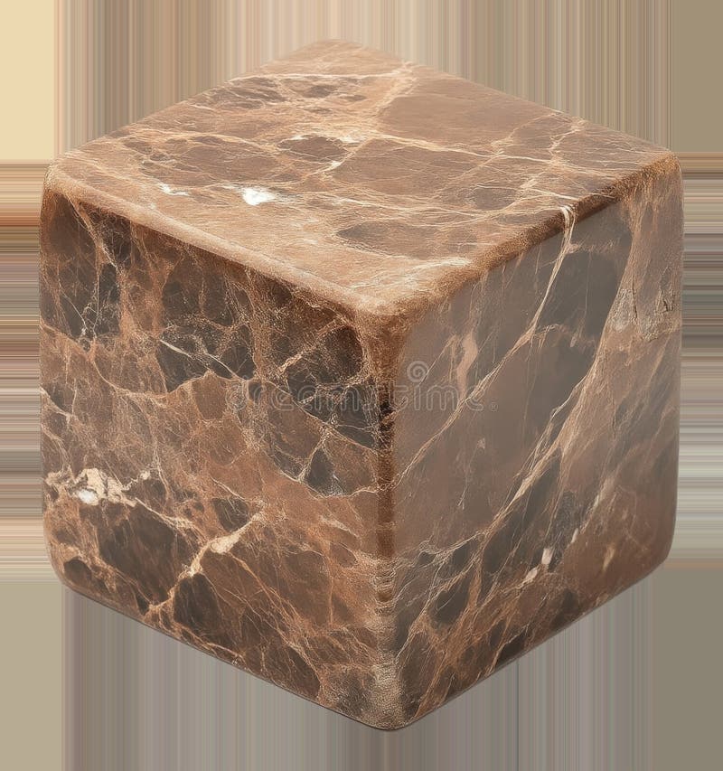 Brown Marble Cube with Texture Details, Geometric Shape Concept Stock ...
