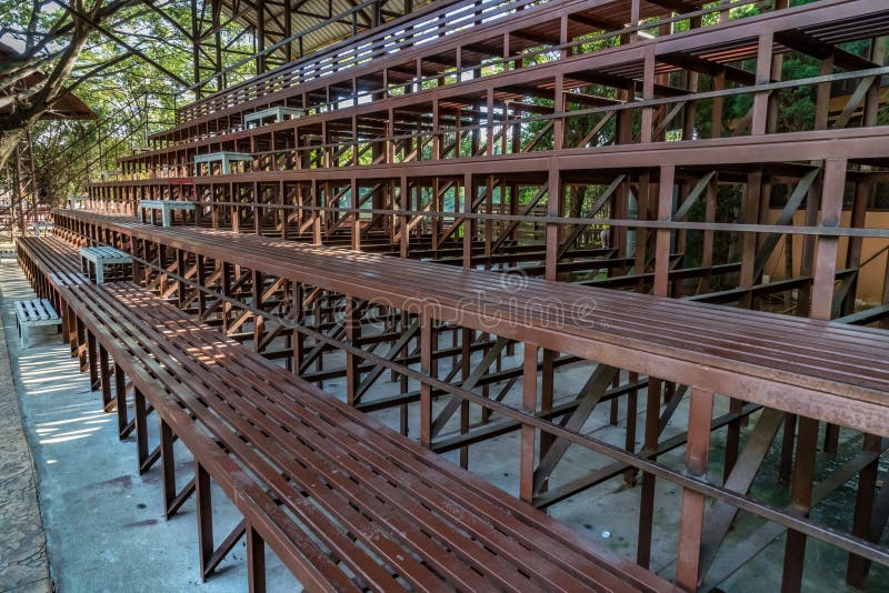 Brown metal grandstand stock image. Image of building - 104487063